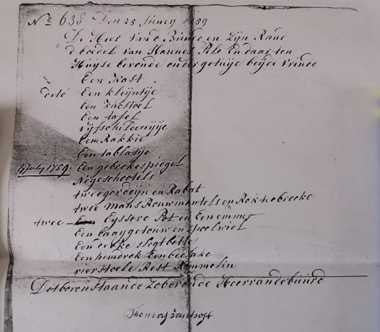 De schamele boedel van Johannes Pel | Familiesporen